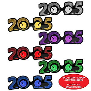 Beistle 2 Piece Glittered Plastic 2025 Eyeglasses, Graduation Party Accessories, New Year's Eve Favors