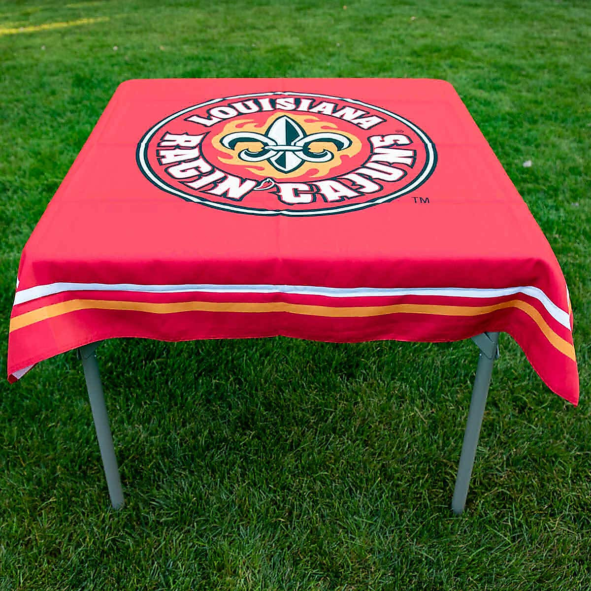 College Flags & Banners Co. Louisiana Lafayette Ragin Cajuns Logo Tablecloth or Table Overlay