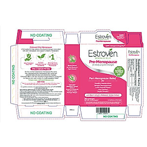 Estroven Pre-Menopause Relief, 30 Ct., Clinically Proven Ingredients, Provides Menopause Relief plus Night Sweats & Hot Flash Relief, Drug-Free or Estrogen Free