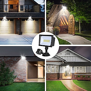 EDISHINE 65W LED Security Lights Motion Sensor Outdoor Light, 6670LM Dusk to Dawn Flood Light, 3 Modes, 5000K, IP65 Waterproof, Exterior Flood Light for Garage, Yard