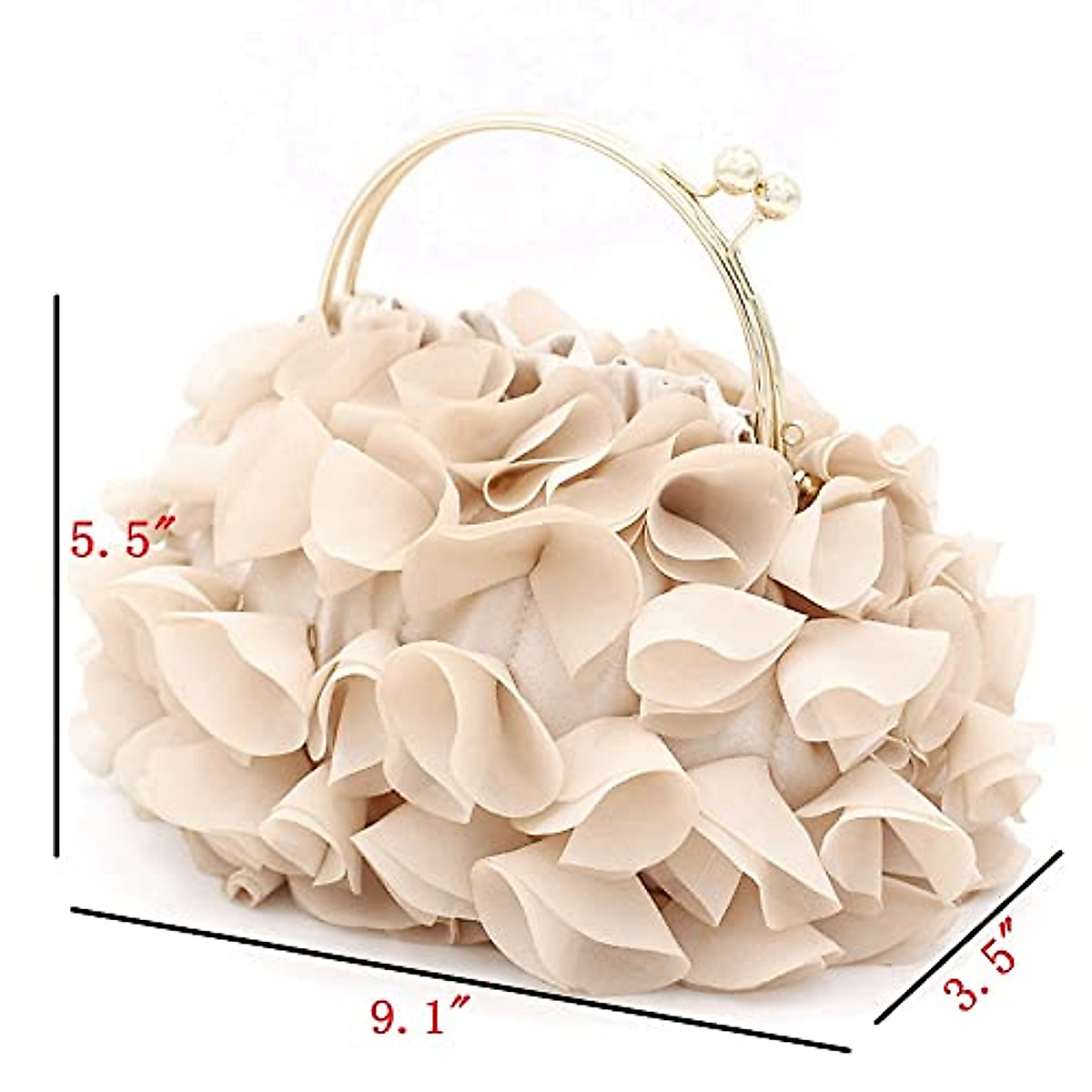 DJBM Floral Women's Evening Handbags Satin Clutch Purses for Wedding and Party Prom Handbags, Burgundy