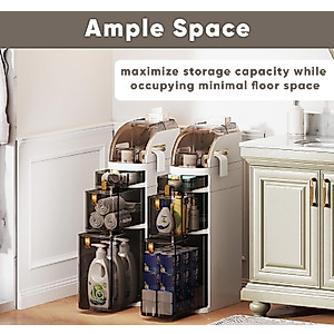 tonchean 3 Tiers Slim Bathroom Storage Cabinet,Already Assembled Waterproof Narrow Bathroom Toilet Organizer Mobile Slim Storage Cart with Wheels Clear Drawers for Small Space Gap Corner