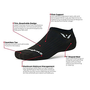 Swiftwick ASPIRE ONE Running & Cycling Socks, Breathable, Compression Fit (Gray, Small)