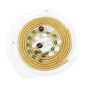 ELABEST 50inch Plus Size African Waist Beads Belly Chain Non-Stretching Tie-on Bead Body Jewelry Accessories for Women and Girls (4)