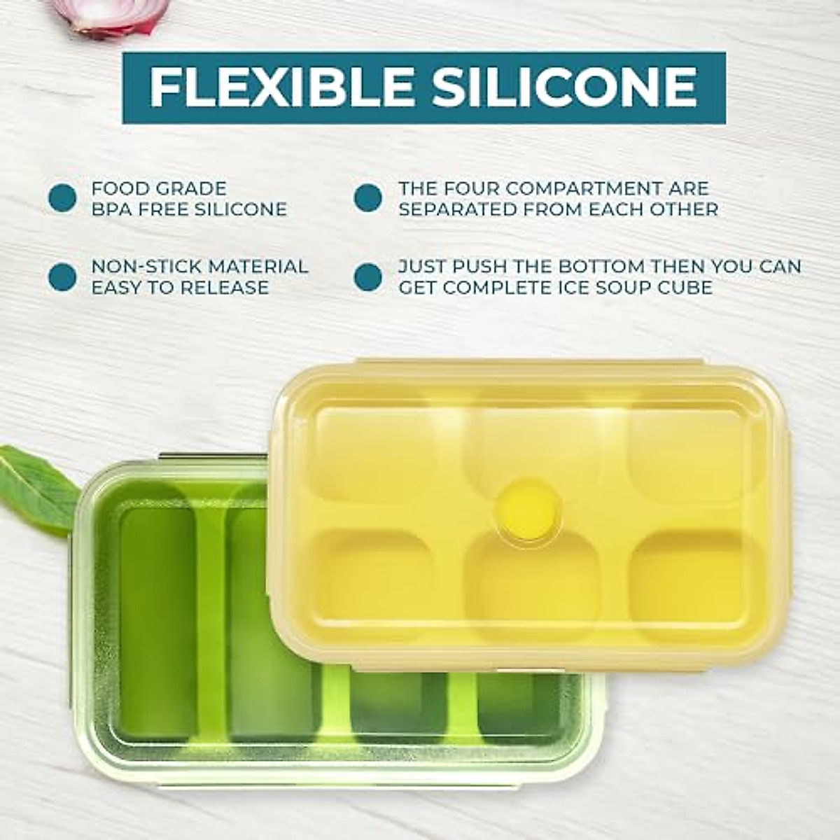 1 Cup SILICONE FREEZER MOLDS with lids, SILICONE STORAGE CONTAINERS, SILICONE MOLDS for Food, Soup Sauce Meal Prep, (BPA Free)