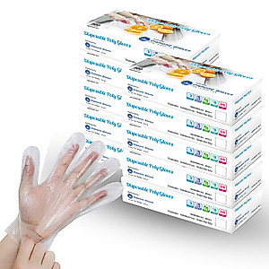 Gloves+com Disposable Food Service Poly Gloves, Large, 500 Count - High Density, Odorless, Extra Finger Tip Protection, Good Grip, Food Grade Material