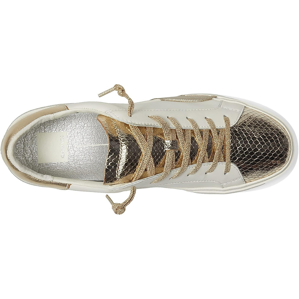Dolce Vita Women's Zina Sneaker, White/Gold Leather, 8
