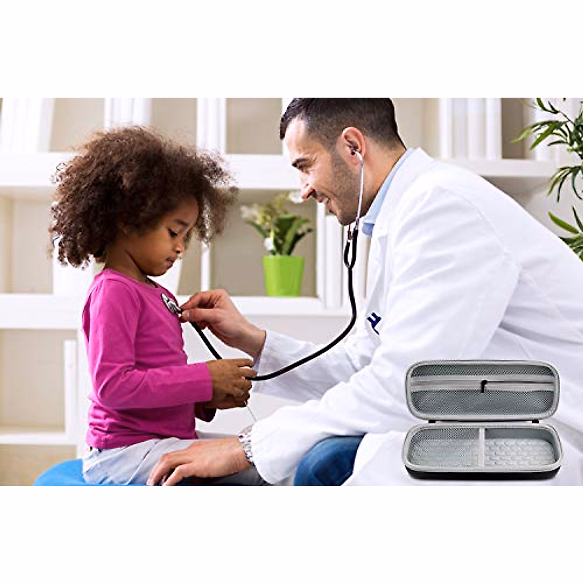 Protective & Portable Case Fits for 3M Littmann Classic III Monitoring Stethoscope, Accessories Holder for Reflex Hammer, Pen Light & Other Supplies, Bag for Nurse, Doctor - Black&Carton