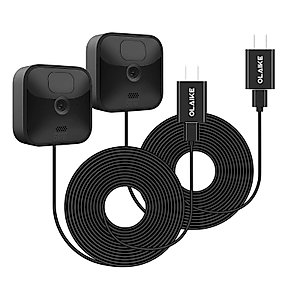 OLAIKE 2 Pack 16ft/5m Power Cable with Adapter Compatible with Blink Outdoor/Indoor 3rd/XT2/XT Camera, Weatherproof Micro USB Power Cord, Blink Camera Accessories, Black (Camera Exclude)