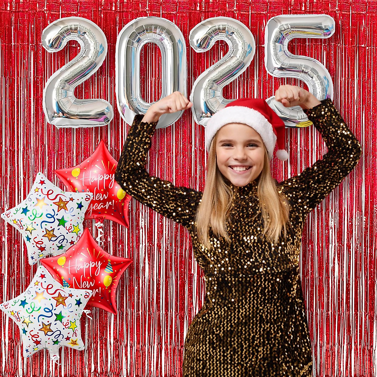 BRAVESHINE Red Tinsel Foil Fringe Curtains - 2Pcs 3.2x8.2ft Holidays Photo Booth Backdrop for Girls' Birthdays Valentine’s Day Christmas Bridal Bachelorette Anniversary Engagement Party