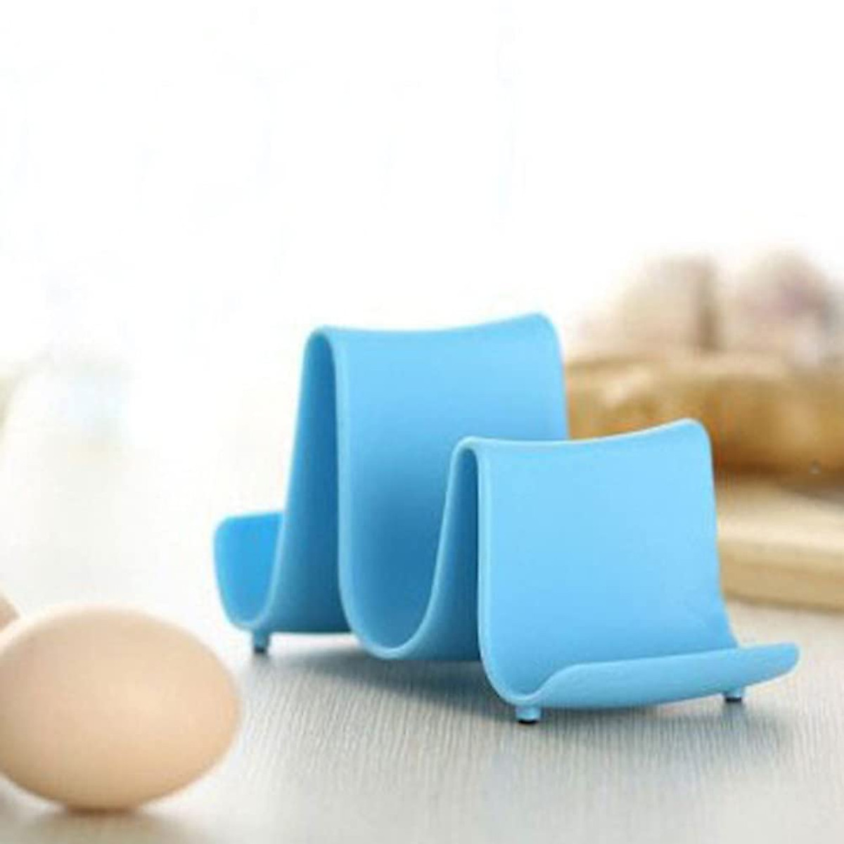 ERINGOGO Pot Lid Stand - Plastic Wavy Shape Pot Lid Organizer, Pot Lid Holder Organizer, 3 Layer Pot Lid Rack, Pan Lid Holder for Pot Lid/Rest Cutting Board (Blue)