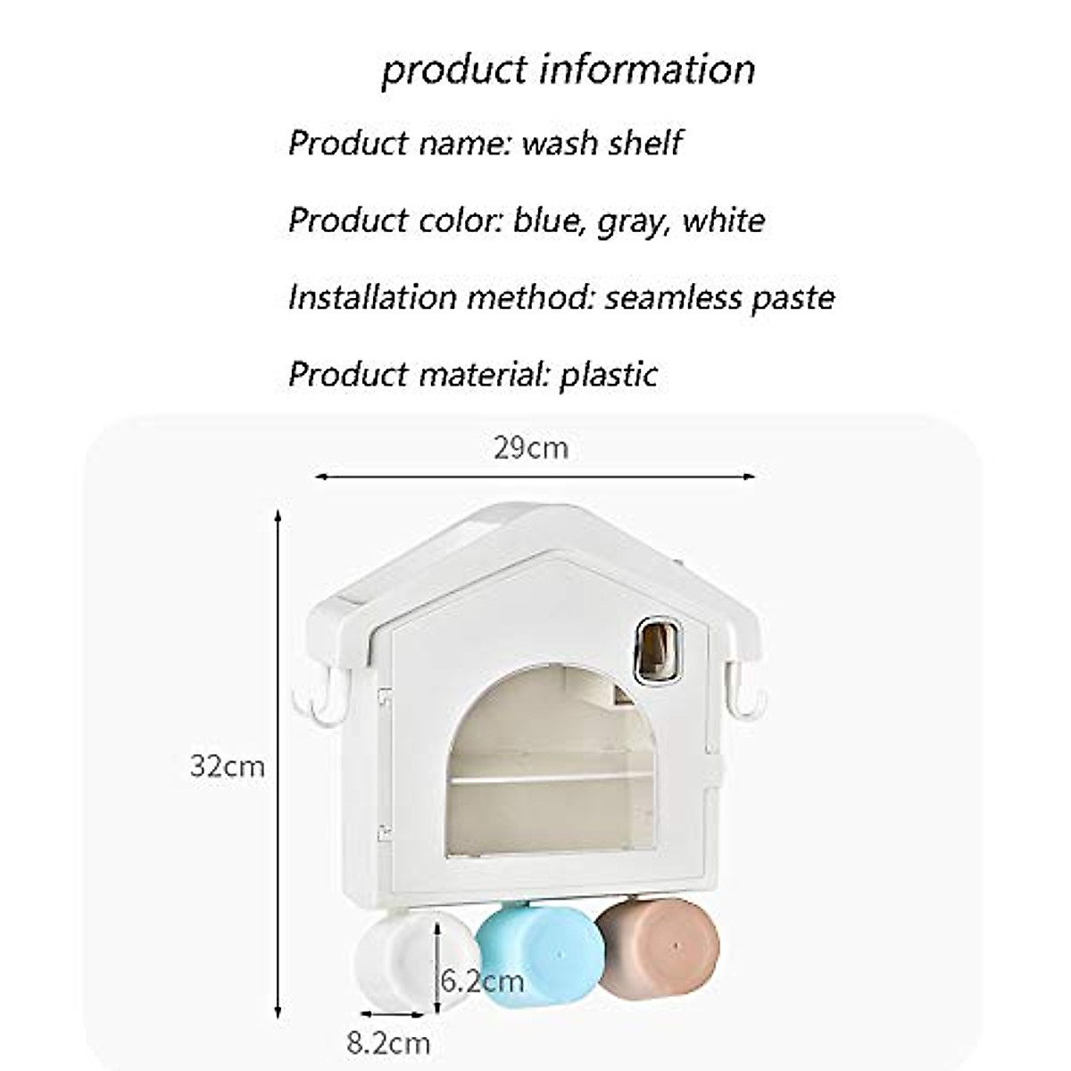 House-Style Toothbrush Holder, Punch-Free Multifunctional mouthwash Cup Holder, Wall-Mounted Set Brushing Cup, Moisture-Proof and Waterproof Shelf, Blue, Gray, White