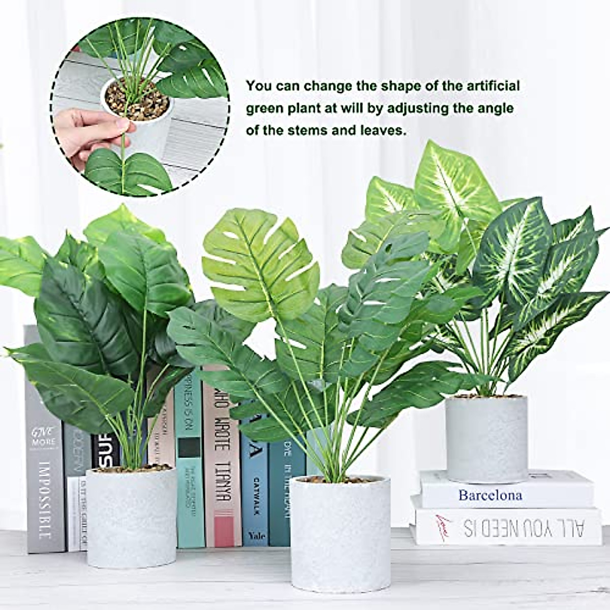 CEWOR 3 Pack Fake Plants Artificial Potted Faux Plants for Indoor Office Desk Shelf Bathroom Home Farmhouse Decor