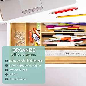 Island Bamboo Drawer Organizer - Wooden Insert Utensil Tray for Kitchen Cutlery, Silverware & Flatware - Great Divider & Organizers for Large Office Drawers, Jewelry Holder & Utensils Separator