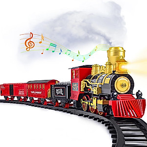 Letapapa Train Set, Christmas Train Sets for Under The Tree, Electric Train Toy for Boys & Girls, Toy Train w/Steam Locomotive, Tracks, Lights & Sound, for 3 4 5 6 7 8+ Year Old Kids