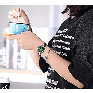 XCZAP Watches for Women Ladies Colorful Dial Simple Girls Stainless Steel Quartz Watch Waterproof Luminous, with Premium Crystal Accented(Green)