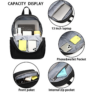 Small Nylon Backpack Casual Lightweight Daypack Backpacks for Women and Girls (Black)