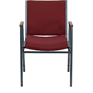 Flash Furniture 4 Pack HERCULES Series Heavy Duty Burgundy Patterned Fabric Stack Chair with Arms
