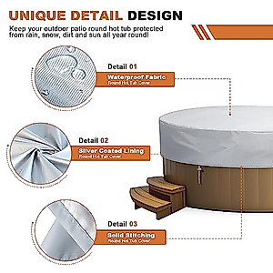 skyfiree Round Hot Tub Cover Swimming Pool Dust Cover Waterproof Outdoor Spa Covers for Bathtub/Salu/Bubble Message Spa,79&quot; Dx12 H,Gray