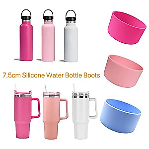 Klasikok Water Bottle Boot for Stanley Cup 40OZ,Accessories Charms Chapsticks Holder for Stanley Tumbler with Handle (Pink,Transparent)