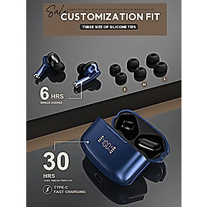 Wireless Earbuds, ANC+ENC Bluetooth 5.3 Headphones LED Power Display Earphones Wireless Charging Case 30Hrs Playback IPX6 Waterproof in-Ear Headsets with Mic for TV Smart Phone Computer Laptop Sports