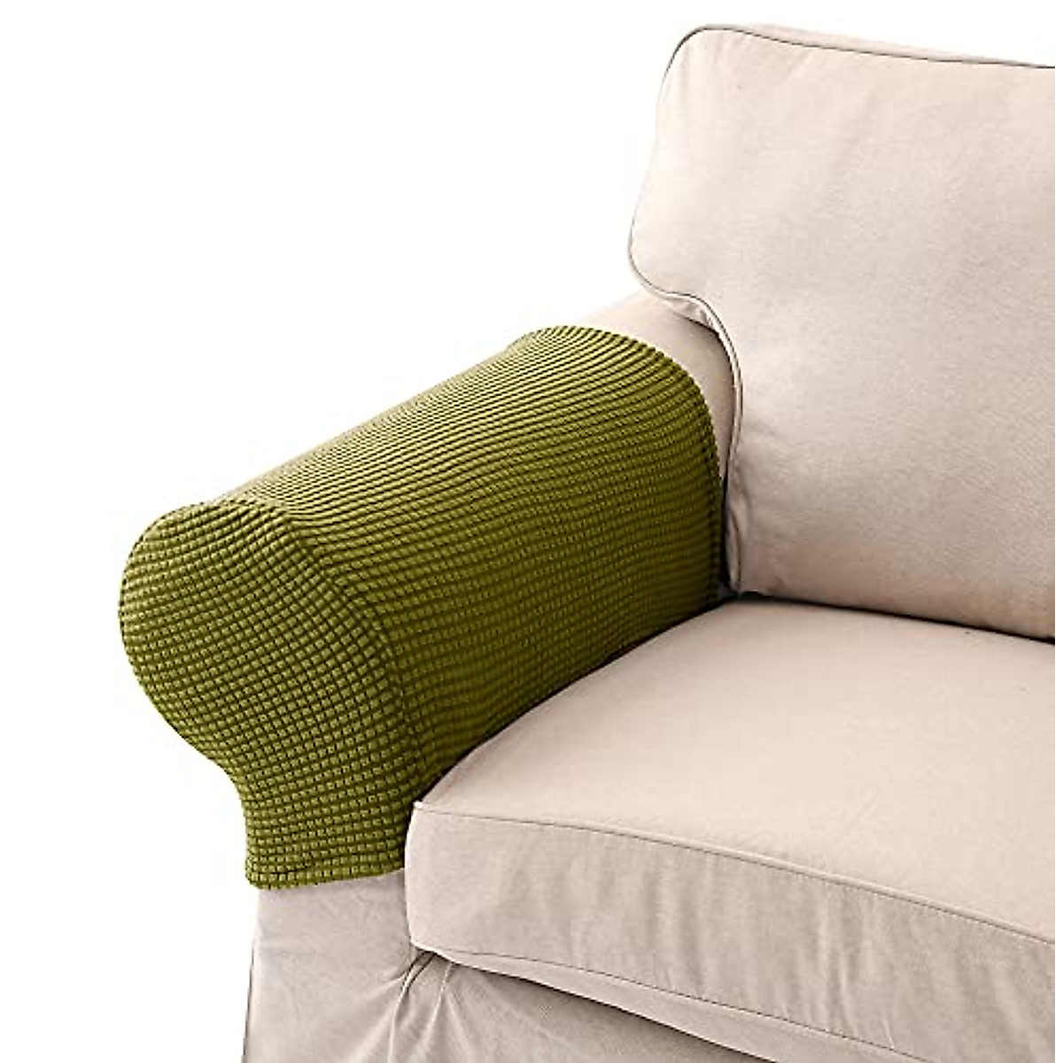 Hruile Arm Caps Arm Rest Covers Sofa Stretch Armrest Chair Covers Non Slip Furniture Protector Slipcovers for Armchairs Sofa Couches Recliner,Set of 4,Green