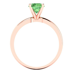 Clara Pucci 1.0 ct Round Cut Solitaire Green Simulated Diamond Bridal Designer Anniversary Engagement Ring in 14k Rose Gold