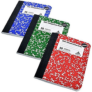 Mini Marble Composition Books (4 packs of 3) - 12 Count (4 Red, 4 Green & 4 Blue)
