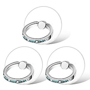Libosaus Transparent Phone Ring Stand Holder, Round Cell Phone Ring Grip, Clear Finger Ring, Compatible iPhones and Andriod Mobile Phones (3 Silver)