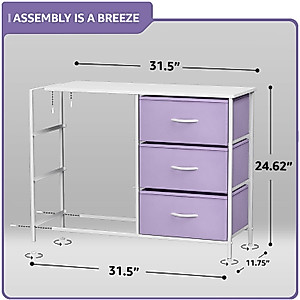 Sorbus Kids Dresser with 6 Drawers and 2 Drawer Nightstand Bundle - Matching Furniture Set - Storage Unit Organizer Chests for Clothing - Bedroom, Kids Rooms, Nursery, & Closet (Purple)