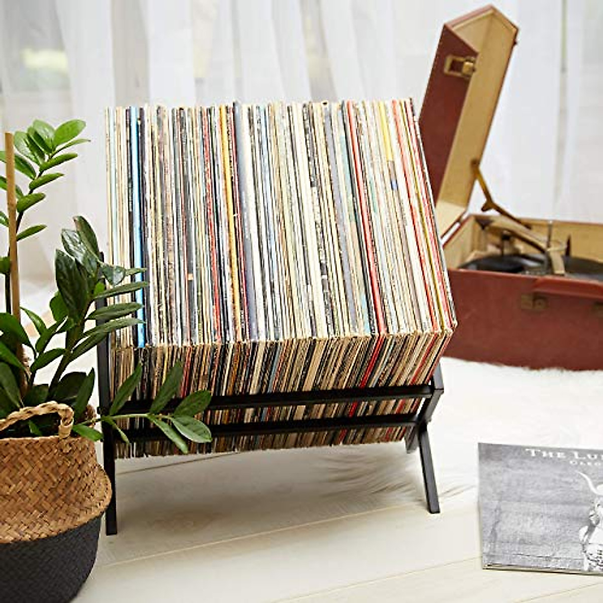 MODERN VINYL Record Holder - Matte Black Metal - 80-100 LP Storage - Simple, Quick Assembly - Vinyl Display, Storage - High-End Design - Protects Vinyl - Organize Albums - Book, Magazine, Files