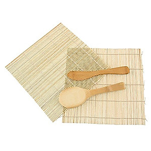JapanBargain 3677+3793, Sushi Making Kit Sushi Rolling Mat Bamboo Sushi Roller with Rice Paddle Scoop Butter Spreader Set