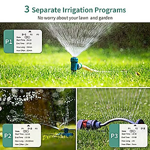 Water Sprinkler Timer, Diivoo Programmable Irrigation Hose Timer with 3 Individual Watering Programs and Rain Delay for Garden Lawn, Pool Filling