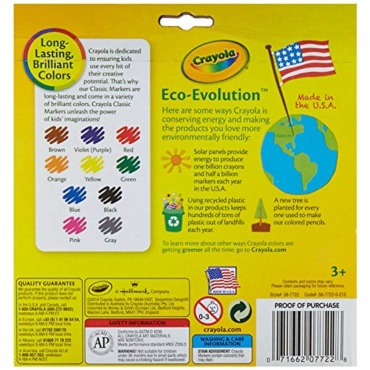 Crayola Broad Line Markers, Classic Colors 10 Each (Pack of 2)