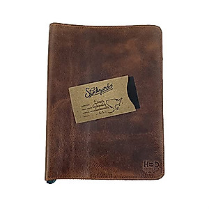 Hide & Drink, Rustic Leather Refillable Journal Cover Compatible with Notebook XL (7.5 x 9.75 in) w/Tipico Strap, Office & Work Essentials, Handmade (Bourbon Brown)