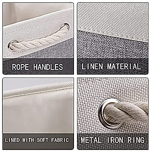 HNZIGE Fabric Storage Baskets for Organizing Small Baskets for Shelves, Laundry, Nursery, Closets, Decorative Baskets for Gifts Empty (White&Gray)