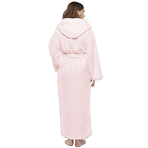 Arus Women's Hooded Classic Bathrobe Turkish Cotton Robe, Small-Medium, Pink