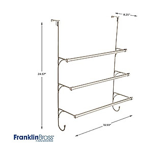 Franklin Brass Over The Door Triple Towel Rack with Hooks, Satin Nickel -bathroom Towel Holder, -bathroom Accessories, 193153-FN 18.66 x 8.27 x 24.57 Inches