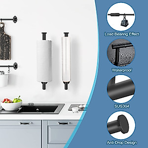 Elyum 2 Pack Paper Towel Holder Sturdy and Durable Black Paper Towel Holder Self Adehesive or Drilling Kitchen Towel Holder Paper Towel Holder Countertop for Bathroom, Kitchen(13Inch, Black)