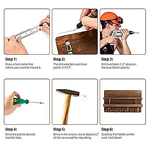 Key Holder for Wall Wooden Mail Holder for Wall Rustic Key Hanger for Wall Key Rack with 4 Double Key Hooks and A Floating Shelf Home Decor Mail Organizer Wall Mount for Entryway - All Solid Pine Wood