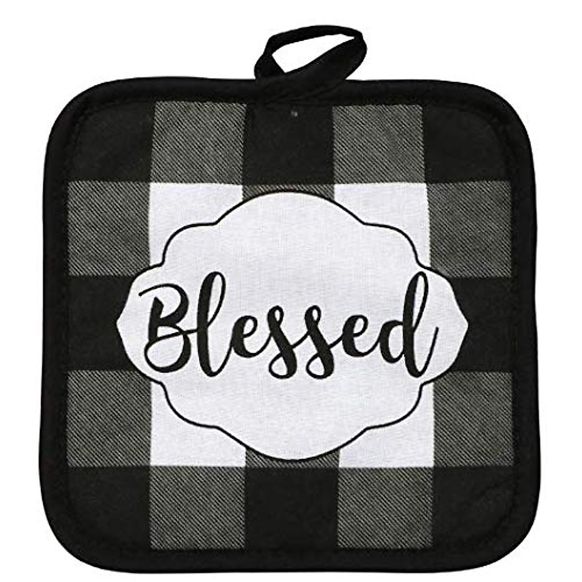 Buffalo Check Decor - Kitchen Linens - Dish Towel Set (5 Pc) Classic and Blessed Black and White Buffalo Check - Kitchen Towels - Oven Mitt - Pot Holders - Kitchen Decorations - Hand Towels