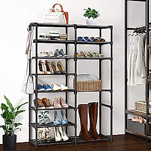 barsone 8 Tiers Shoe Rack, Durable Metal Boots Shoe Rack Organizer, 26-30 Pairs Shoe Rack for Closet, Free Standing Shoe Rack for Entryway Hallway Living Room