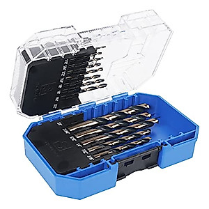 SOMADA 14-Piece Cobalt Drill Bit Set for Plastic, Wood, and Metal, M35 High-Speed Steel Twist Jobber Length Bits Sizes from 1/16" to 3/8" with Indexed Storage Case