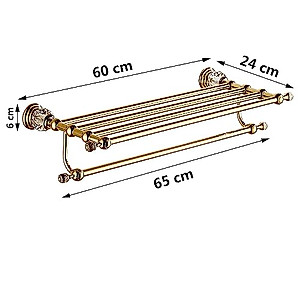 Sharunec Towel Rack for Bathroom and Lavatory,Wall Mount Tower Holder Towel Hanger with Double Towel Bars,SUS 304 Stainless Steel,Gold