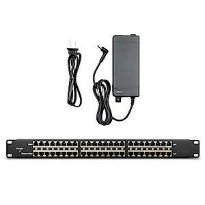 PoE Texas 24 Port PoE Injector with 48v120w Power Supply - 10/100 Data - Rack Mount - Add Passive Mode B 802.3af PoE to a Non PoE Switch for VoIP, WiFi AP, IP Camera, Security & Surveillance Systems