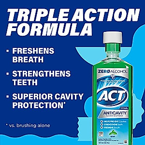 ACT Anticavity Fluoride Mouthwash Zero Alcohol 18 fl. oz. Soothing Mint