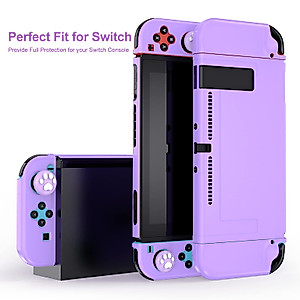 Younik Switch Accessories Bundle, 17 in 1 Purple Switch Accessories Kit for Girls Include Switch Carrying Case, Adjustable Stand, Protective Case for Switch Console & J-Con