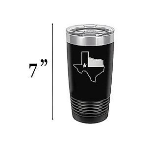 Rogue River Tactical Funny Texas Flag 20 Oz. Stainless Steel Travel Tumbler Mug Cup w/Lid Vacuum Insulated Hot or Cold (Black)