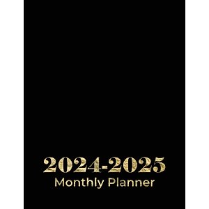 2024-2025 Monthly Planner: Shiny Gold Black Cover, 24 Months Calendar, 2 Year Monthly Appointment Notebook, Agenda Schedule Organizer Logbook & Holidays