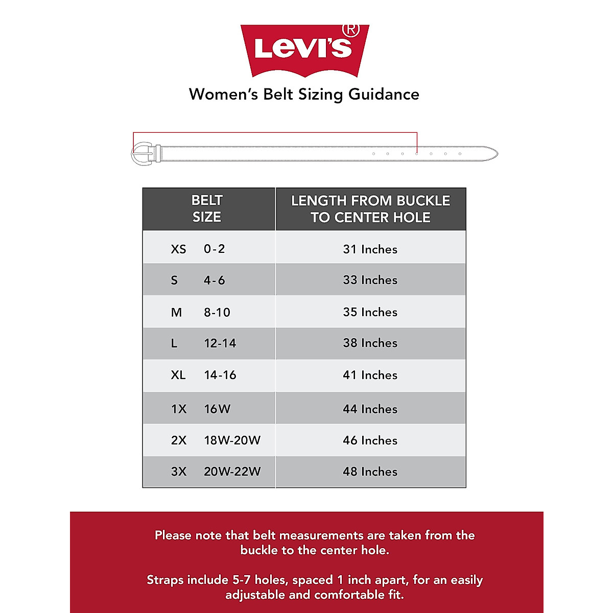 Levi's Women's Fully Adjustable Perforated Slim Belt, Brown, Large